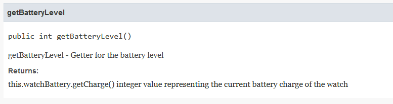 Solved getBatteryLevel public int getBatteryLevel() | Chegg.com
