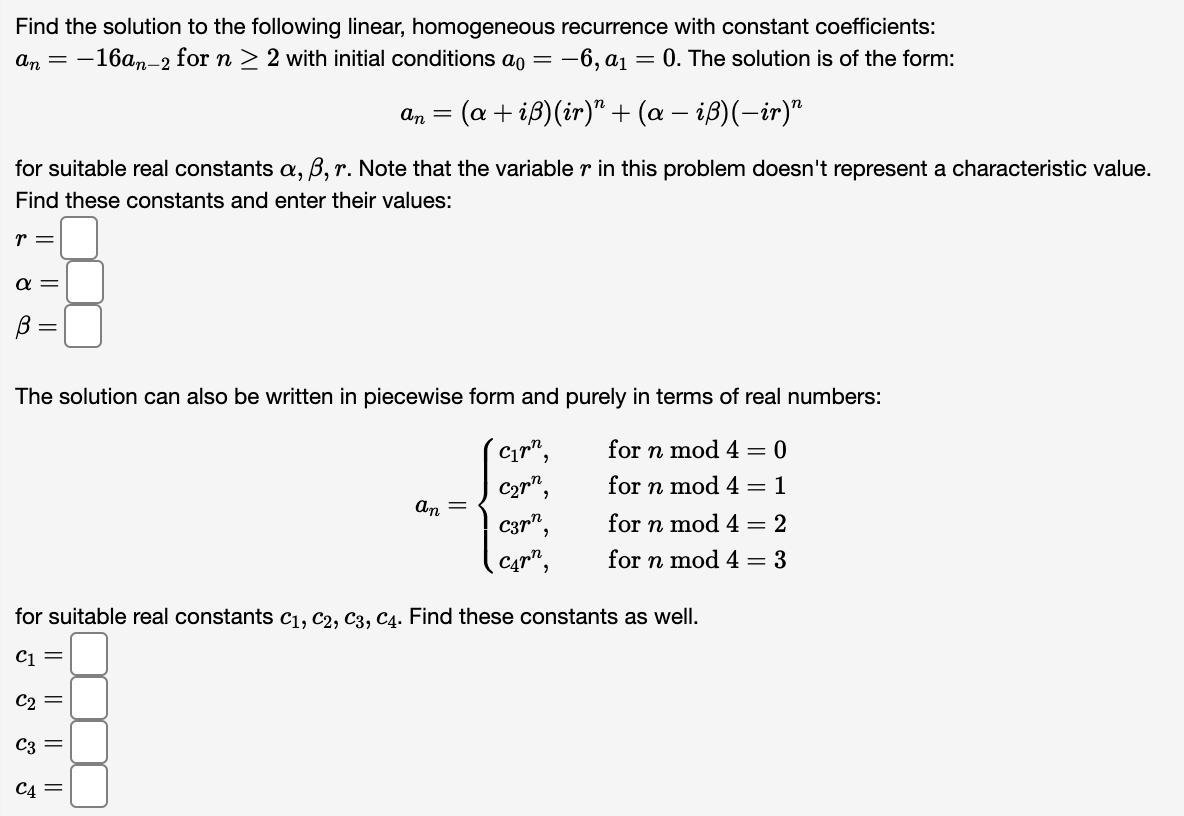 Solved Find the solution to the following linear, | Chegg.com
