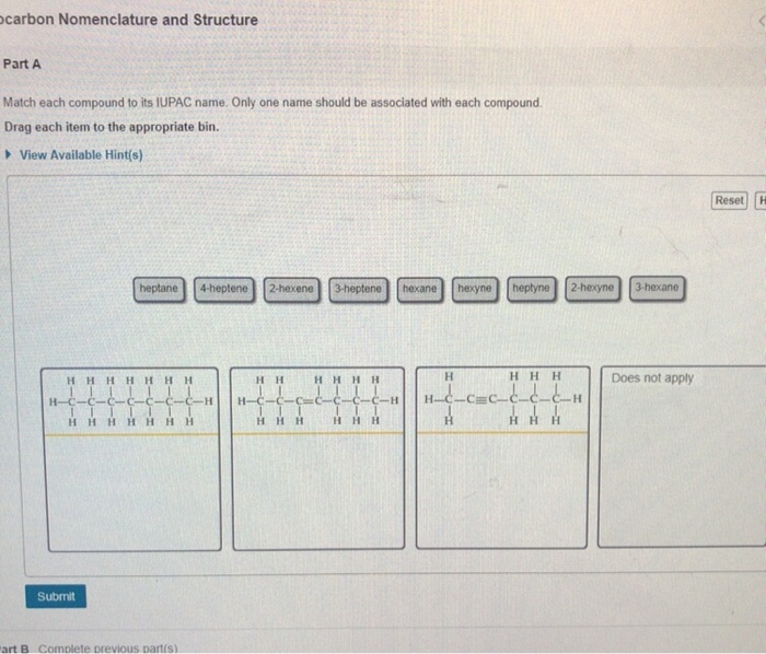Solved carbon Nomenclature and Structure Part A Match each | Chegg.com