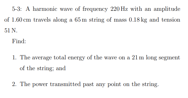 Solved 5-3: A harmonic wave of frequency 220 Hz with an | Chegg.com