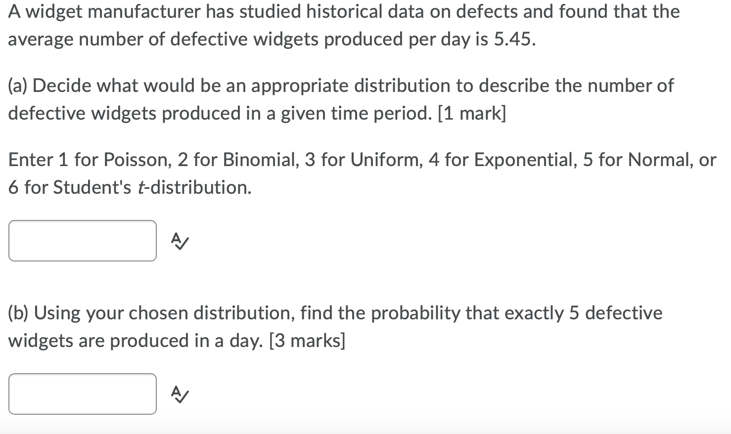 Solved A widget manufacturer has studied historical data on | Chegg.com