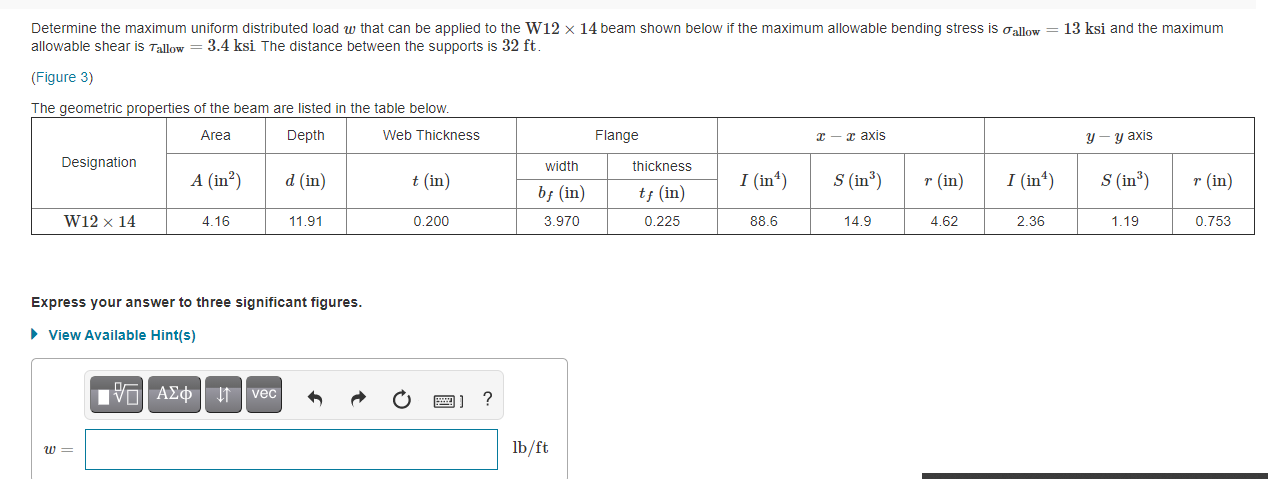 Solved Determine The Maximum Uniform Distributed Load W That 8887