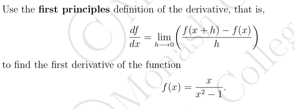 Solved Use the first principles definition of the | Chegg.com