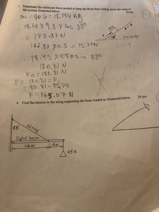 Solved 3. Determine the minimum force needed to keep the | Chegg.com