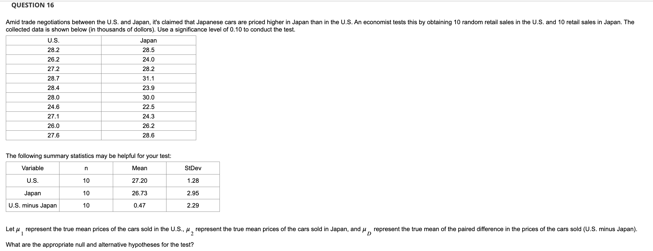 Solved QUESTION 16 ﻿collected data is shown below (in | Chegg.com