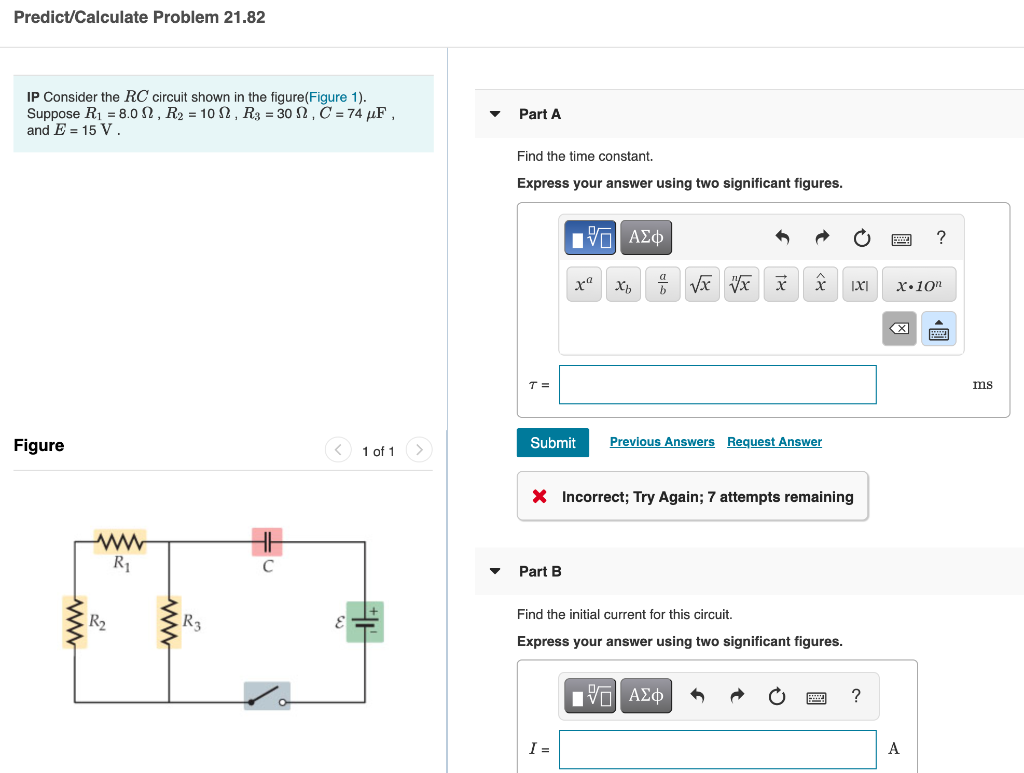 Solved Predict/Calculate Problem 21.82 IP Consider the RC | Chegg.com