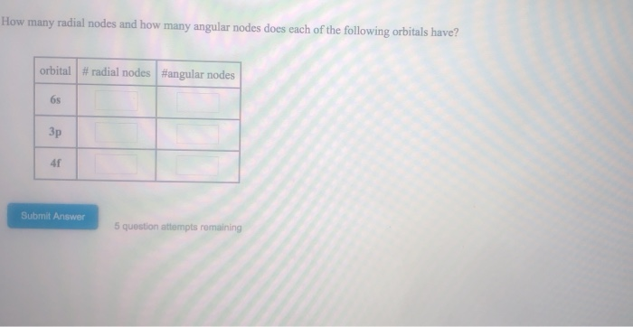 Solved How many radial nodes and how many angular nodes does | Chegg.com
