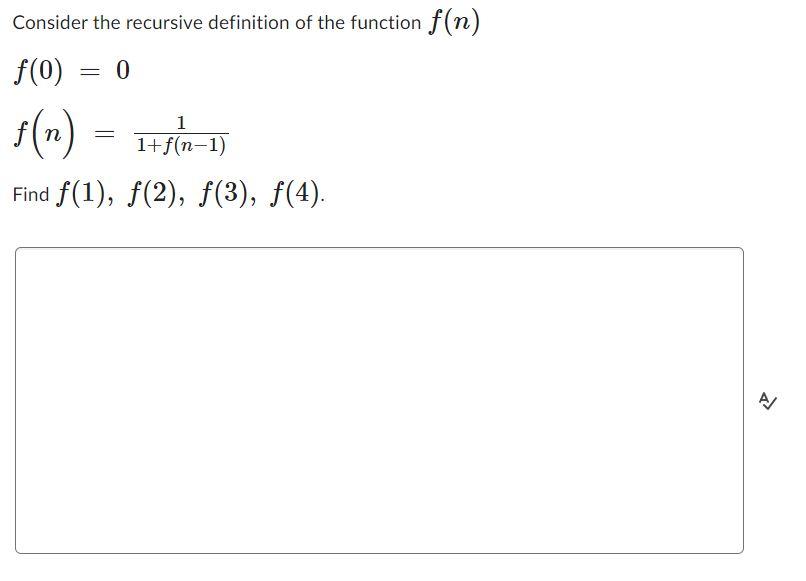 Solved Consider the recursive definition of the function | Chegg.com