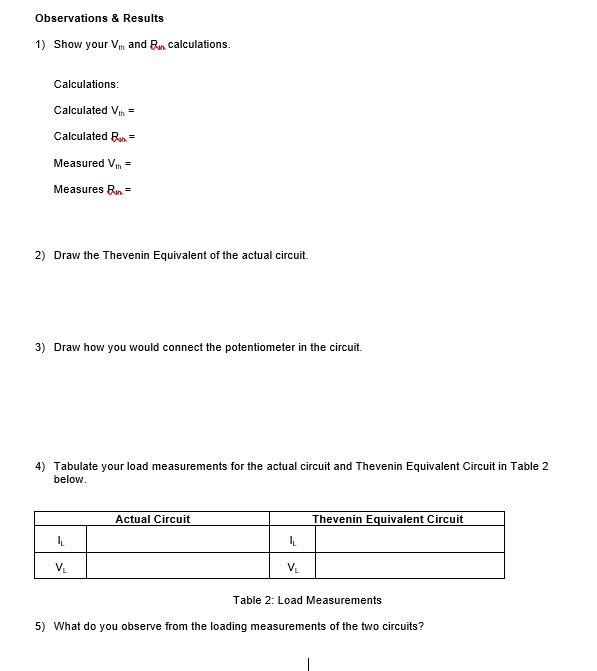 Solved Experiment 2: Verification of the Thevenin Theorem | Chegg.com