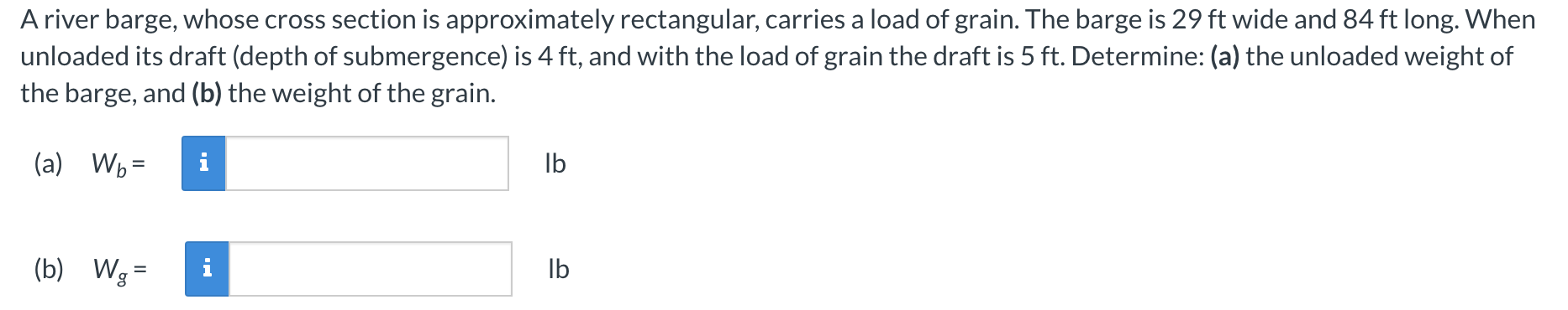 Solved A river barge, whose cross section is approximately | Chegg.com