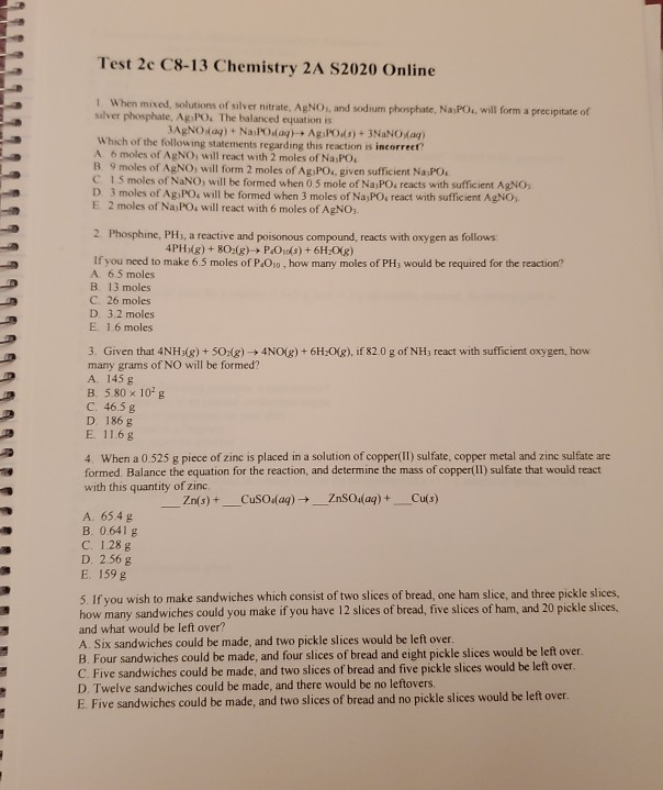 Solved Test 2c C8-13 Chemistry 2A S2020 Online TO When | Chegg.com