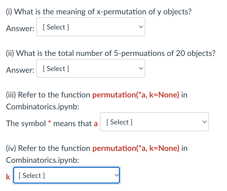 Solved python question. options for (i): a. ordered sequence | Chegg.com