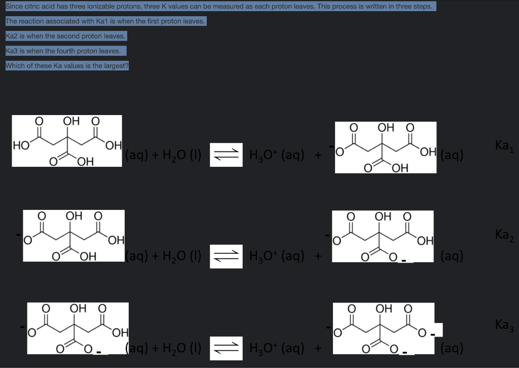 Solved 1. Since citric acid has three ionizable protons, | Chegg.com