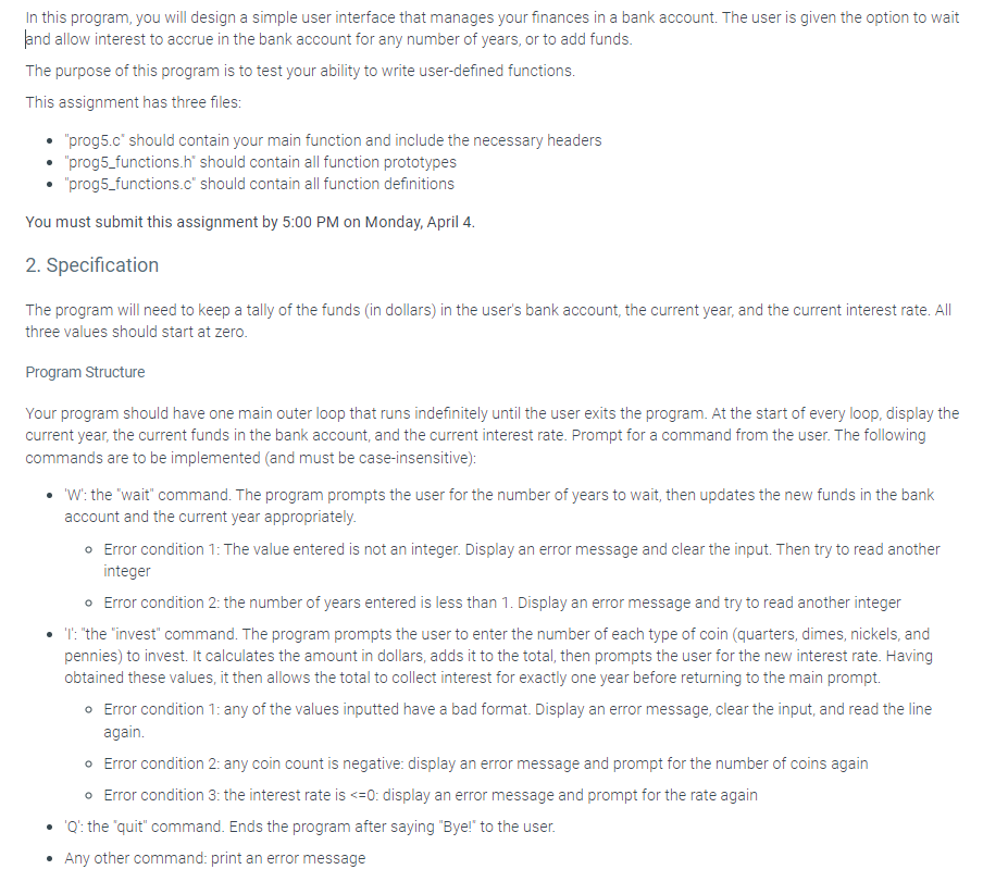 In this program, you will design a simple user | Chegg.com