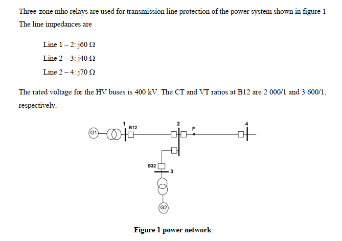 Three-zone mho relays are used for transmission line | Chegg.com