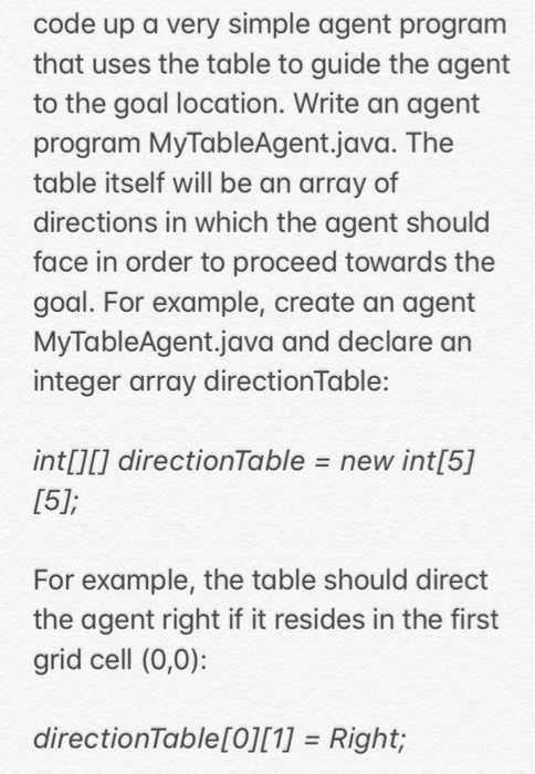 Solved Write a java code for vacuum cleaner agent (table | Chegg.com