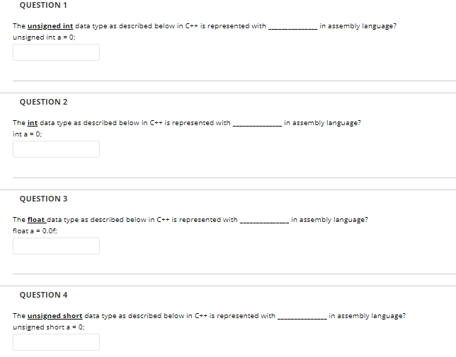 Solved Question 1 In Assembly Language The Unsigned Int 8335