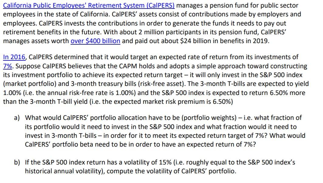 Solved California Public Employees' Retirement System | Chegg.com