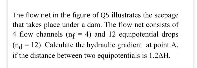 Solved The flow net in the figure of Q5 illustrates the | Chegg.com