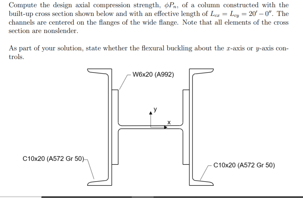 Compute the design axial compression strength, oPn, | Chegg.com