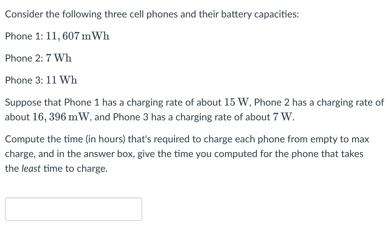 Solved Consider the following three cell phones and their | Chegg.com