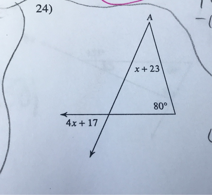 Solved 24) x23 80° 4x 17 | Chegg.com