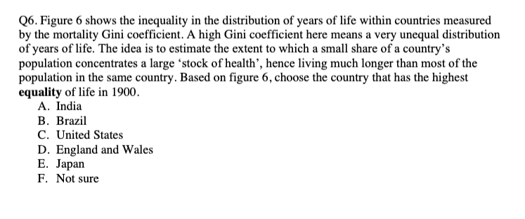Inequality of life as measured by mortality Gini | Chegg.com