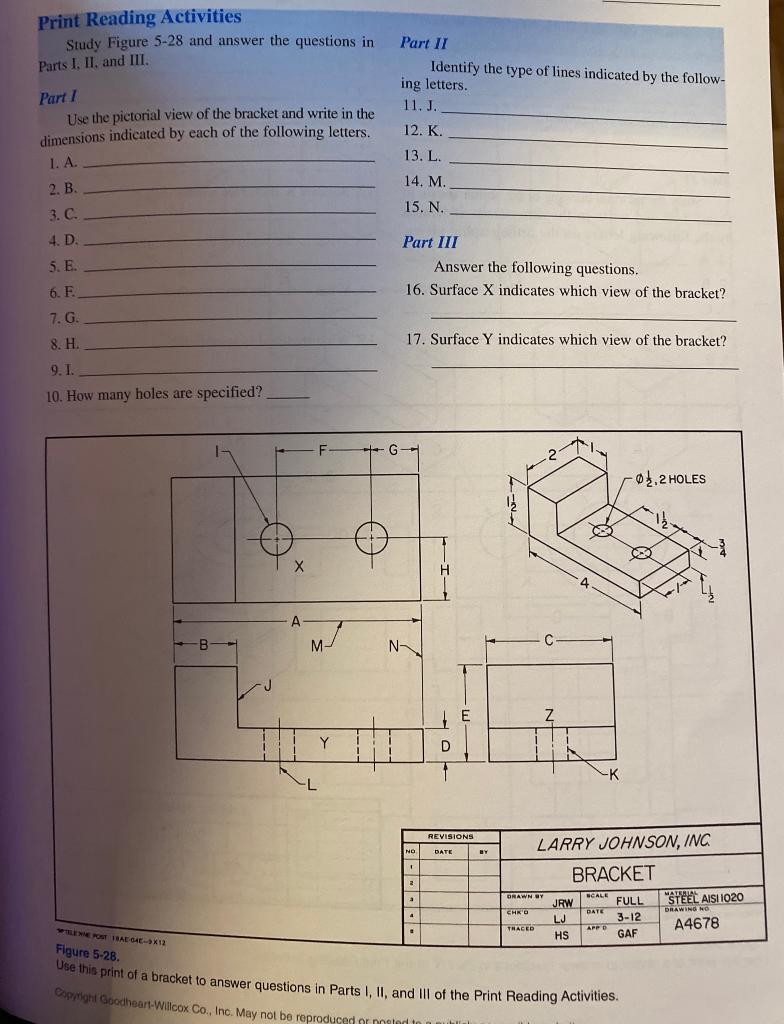 Solved Print Reading Activities Study Figure 5-28 and answer | Chegg.com