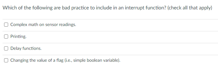 Solved Which of the following are bad practice to include in | Chegg.com