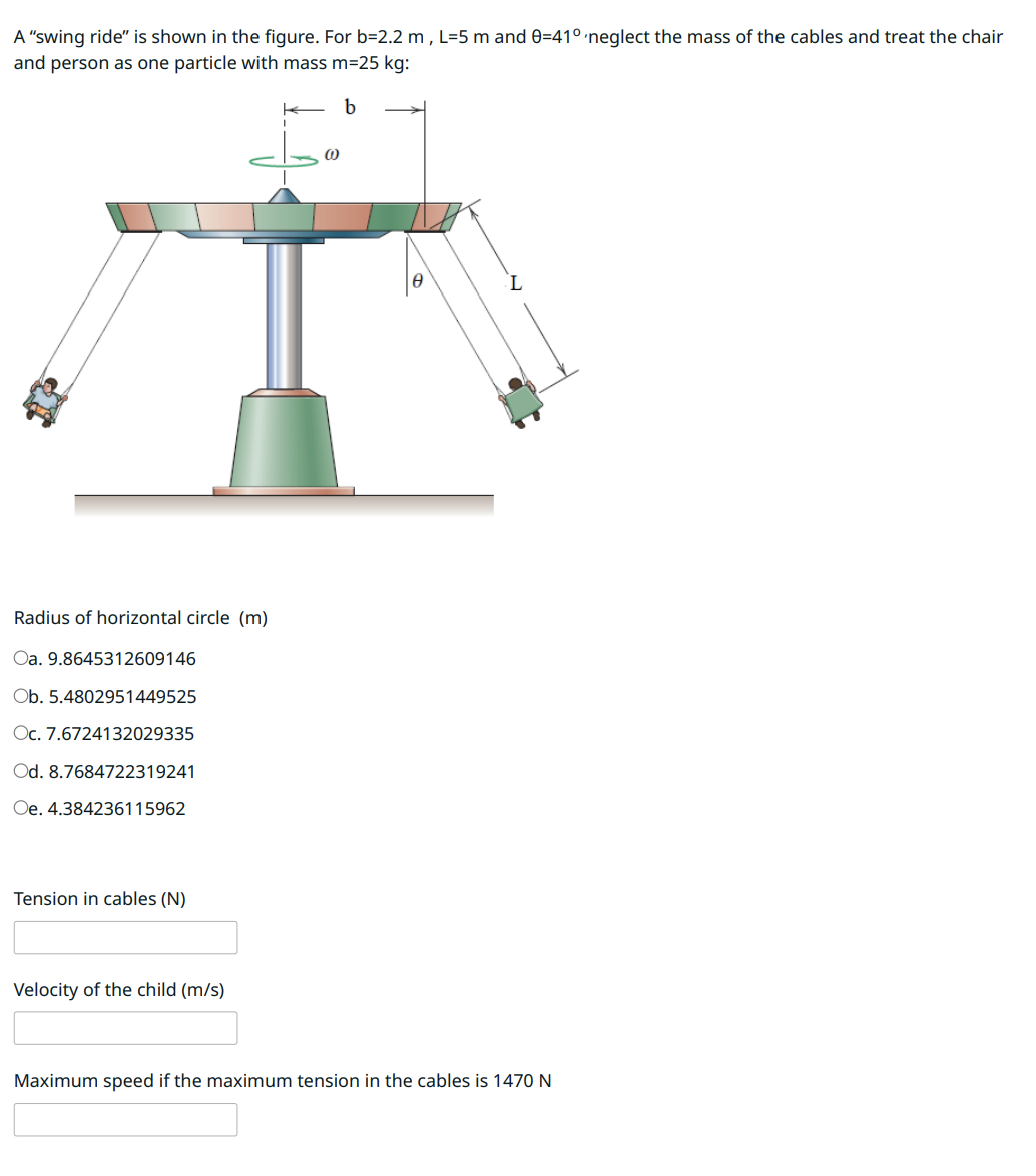 Solved A \"swing ride\" is shown in the figure. For \\( | Chegg.com