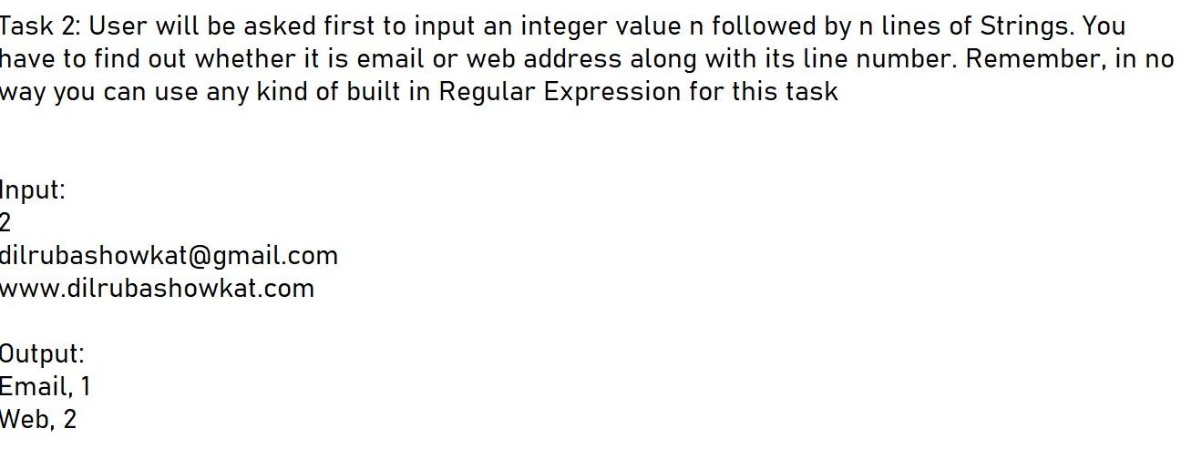 Solved Task 2: User will be asked first to input an integer | Chegg.com