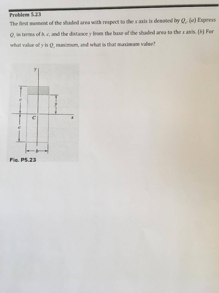 Solved The first moment of the shaded area with respect to | Chegg.com