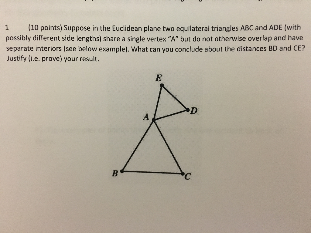 Solved 1 (10 points) Suppose in the Euclidean plane two | Chegg.com