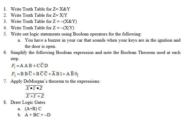 Solved 1. Write Truth Table for Z-X&Y 2. Write Truth Table | Chegg.com