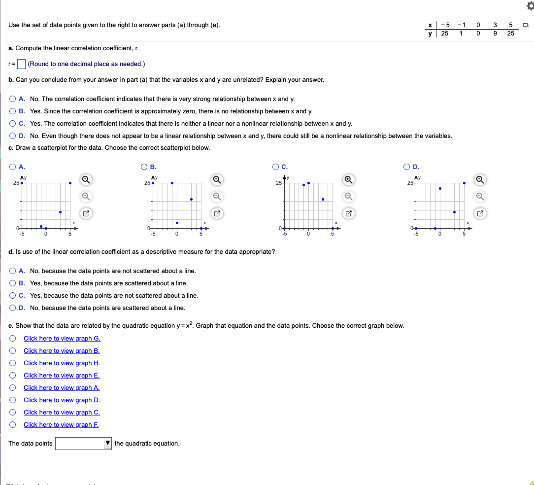Use the set of data points given to the right to | Chegg.com