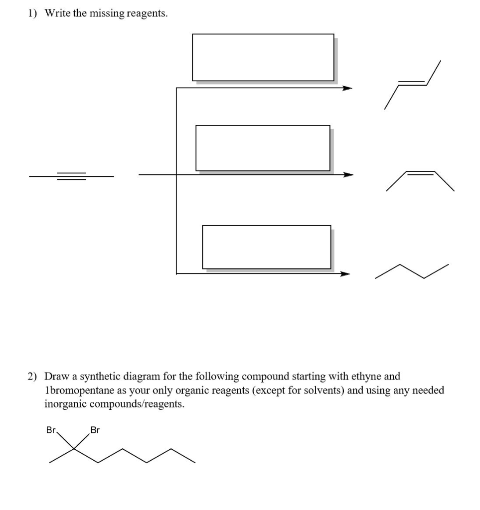 Solved 1) Write the missing reagents. 2) Draw a synthetic | Chegg.com