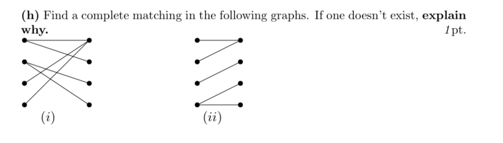 Solved (h) Find a complete matching in the following graphs. | Chegg.com