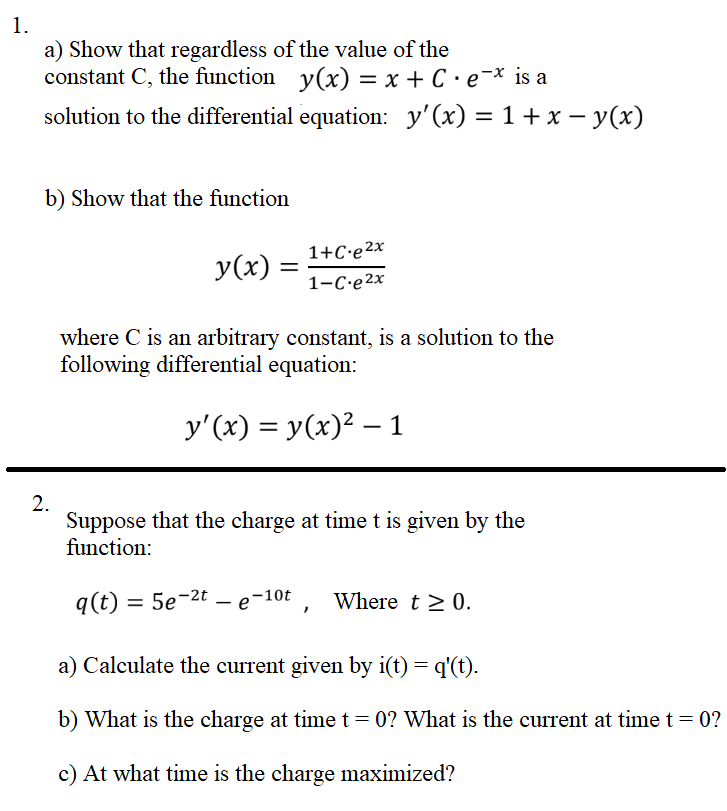 Solved a) Show that regardless of the value of the constant | Chegg.com