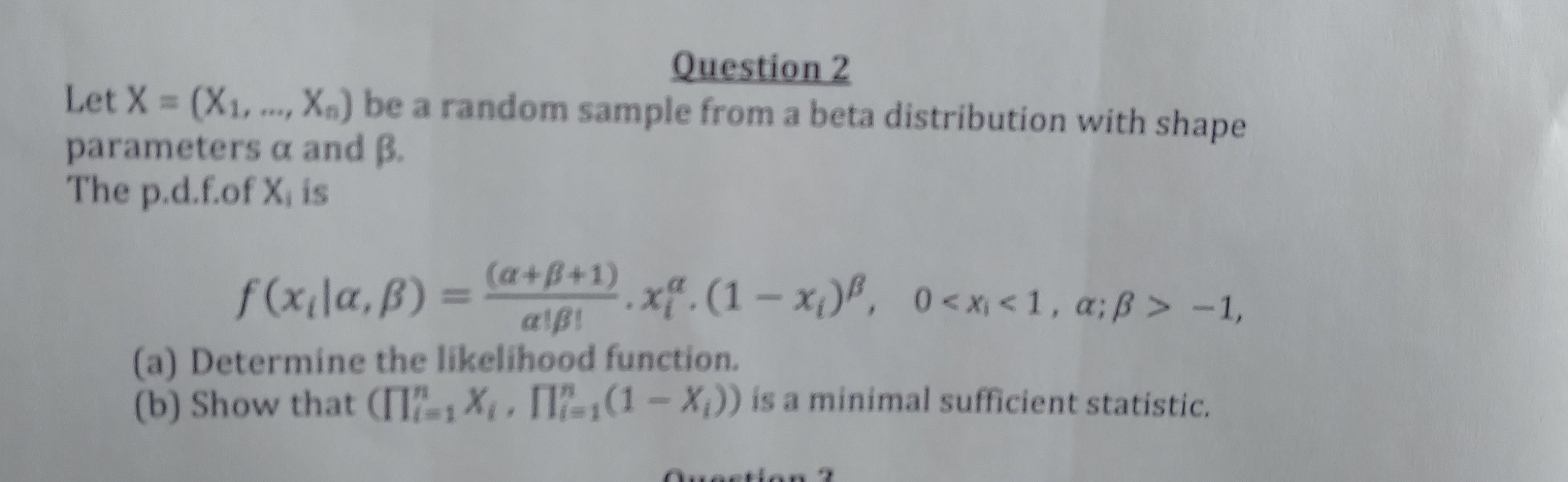 Solved Question 2Let x=(x1,dots,xn) ﻿be a random sample from | Chegg.com