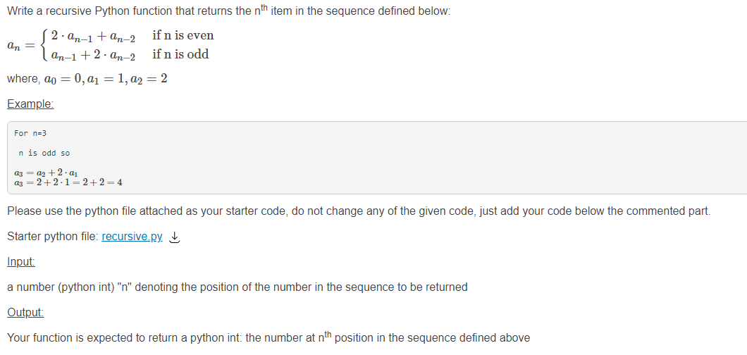 Solved Included code in recursive.py: class Recursive: | Chegg.com