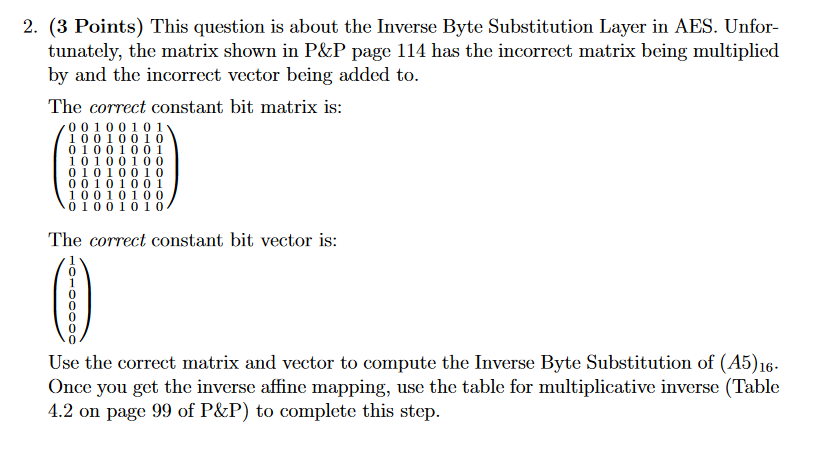2. (3 Points) This question is about the Inverse Byte | Chegg.com
