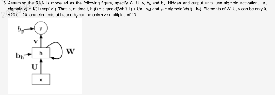 Solved 3. Assuming the RNN is modelled as the following | Chegg.com