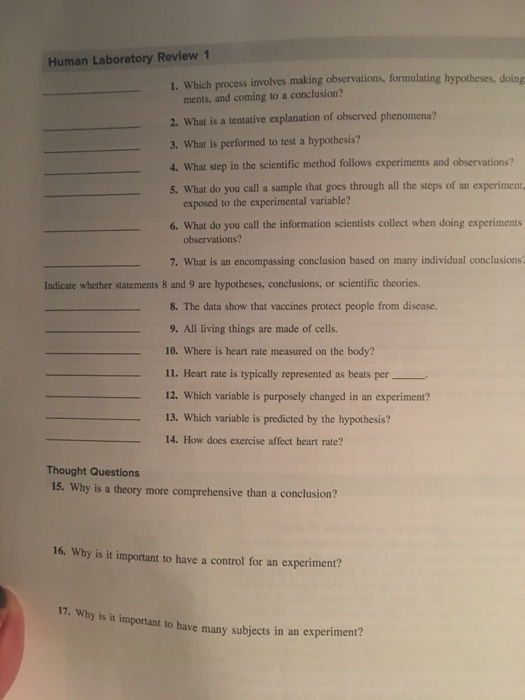 Solved Human Laboratory Review 1 1. Which process involves | Chegg.com