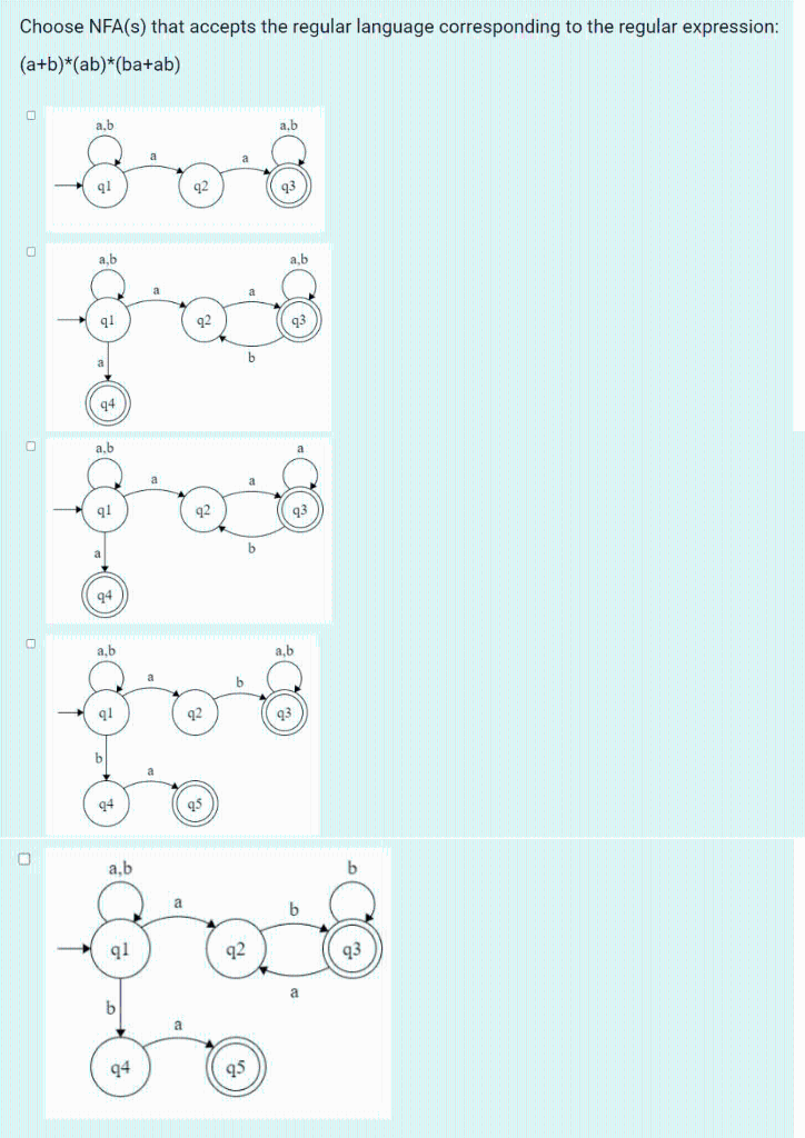 Solved Choose NFA(s) that accepts the regular language | Chegg.com
