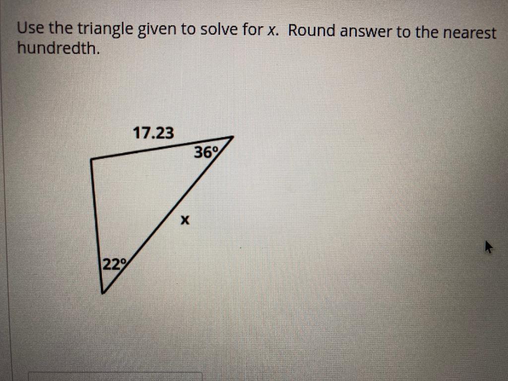 Solved Use the triangle given to solve for X. Round answer | Chegg.com