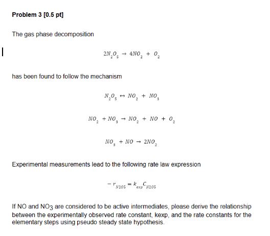 Solved The gas phase decomposition 2 N2O5→4NO2+O2 has been | Chegg.com