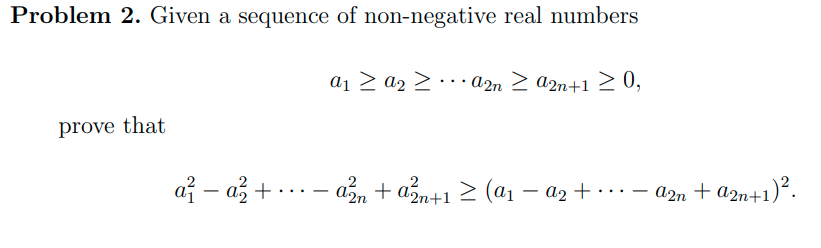 Solved Problem 2. Given a sequence of non-negative real | Chegg.com