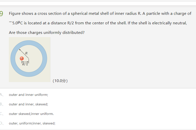 Solved 9 Figure shows a cross section of a spherical metal | Chegg.com