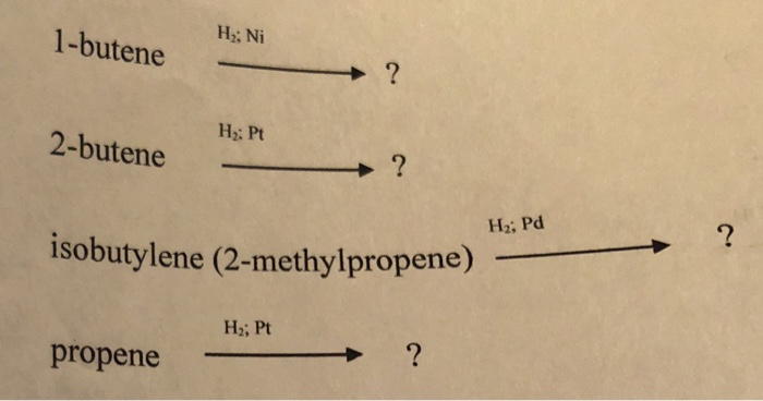 Solved H2; Ni 1-butene + ? 2-butene ? isobutylene | Chegg.com