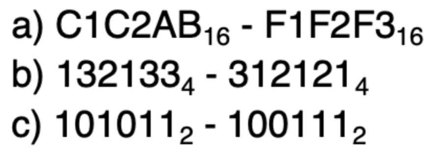 Solved Perform the following subtractions using complements | Chegg.com